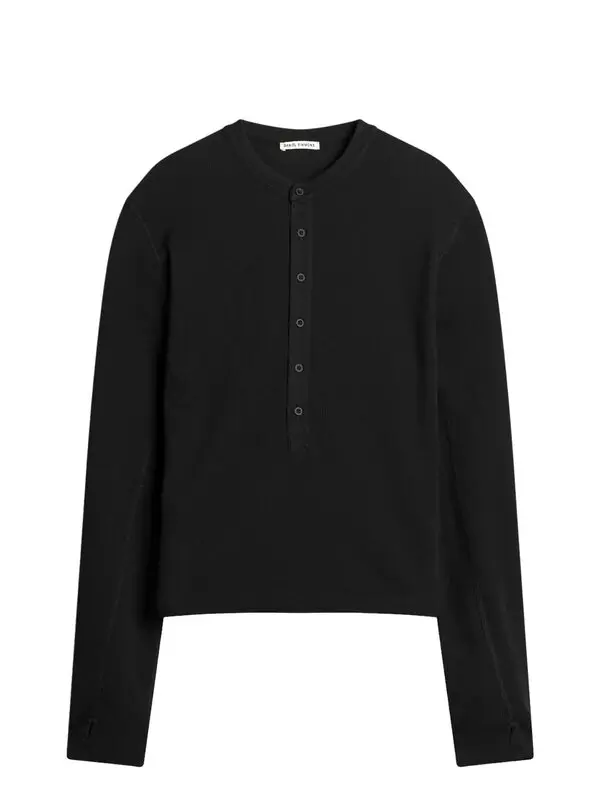 DANIEL SIMMONS Long Button Henley - Black