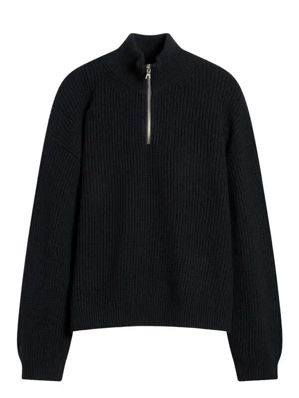 DANIEL SIMMONS Merino Knit Q-zip Jumper - Black