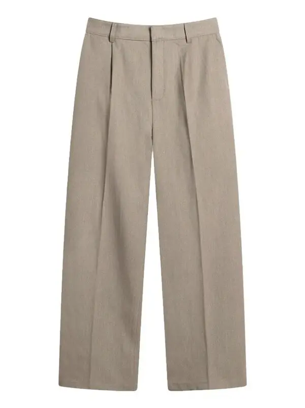 DANIEL SIMMONS Essential Pleated Trousers - Pebble