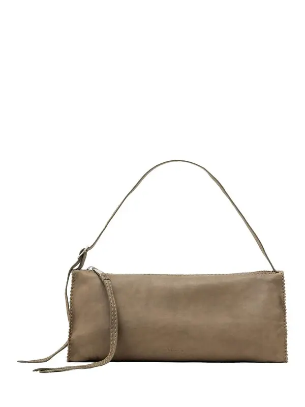 ALLSAINTS Siloh Pinked-edge Leather Shoulder Bag - Grey