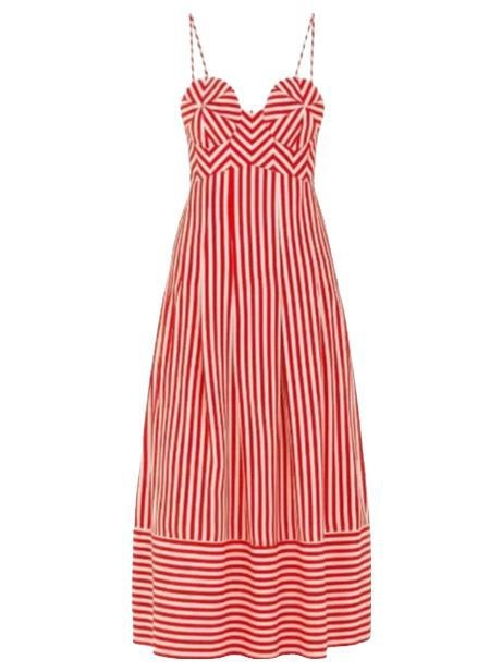 Farm Rio Striped Midi Dress - Pink