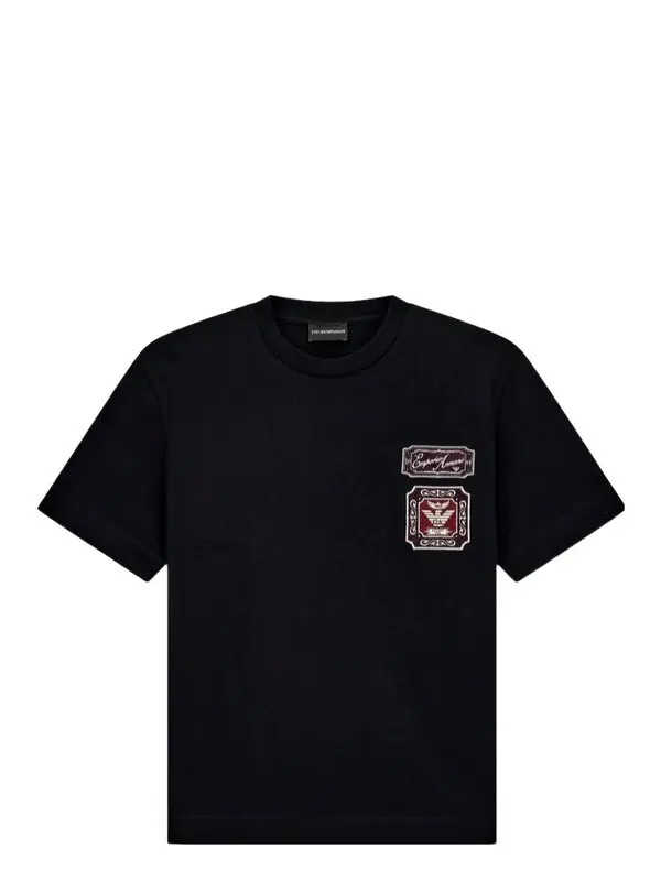 Emporio Armani Short-sleeve Crew-neck T-shirt With Badge Appliqu - Black