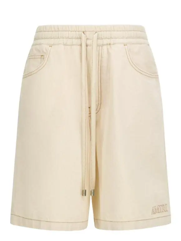 Amiri Drawstring Logo Shorts - Ecru