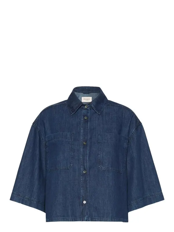 Max Mara Zannata Short-sleeved Denim Shirt - Blue