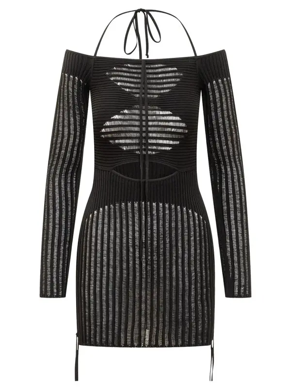 ANDREĀDAMO Mini Ribbed Suit Dress - Black