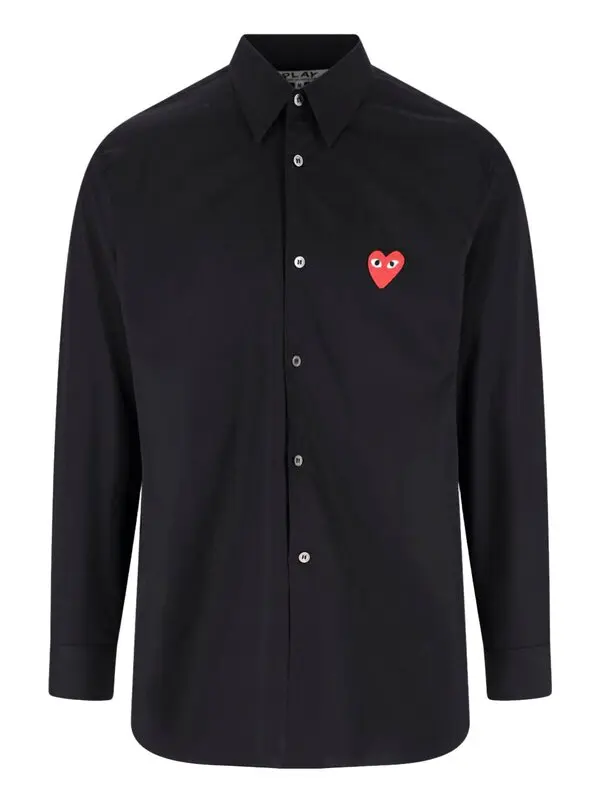 Play Comme Des Garcon Button-up Shirt With Heart Logo - Black