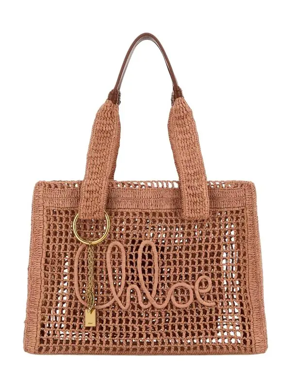 Chloé Antiqued Raffia East-west Summer Banana Shopping Handbag - Pink