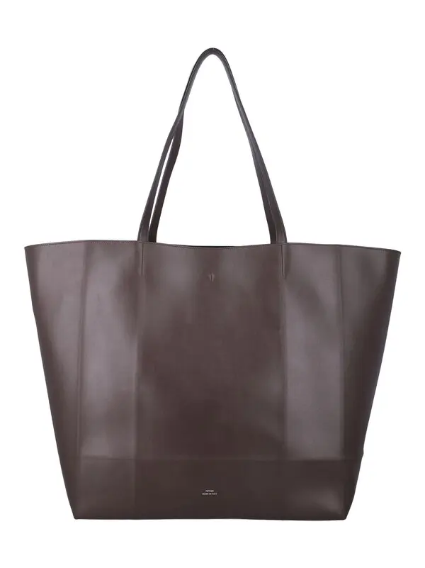 TOTEME Roam Oversized North-south Leather Tote Bag With Folded Detail And Card Slot - Marrone