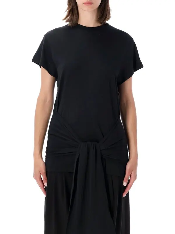 TOTEME Minimal Draped Tie-waist T-shirt With Dropped Shoulders - Obsidian