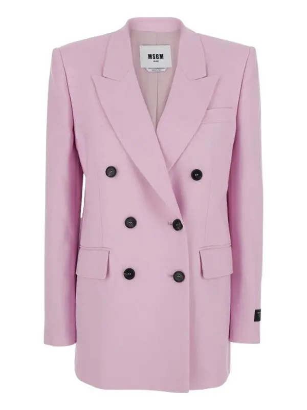 MSGM Double-breasted Tailored Blazer - Pink