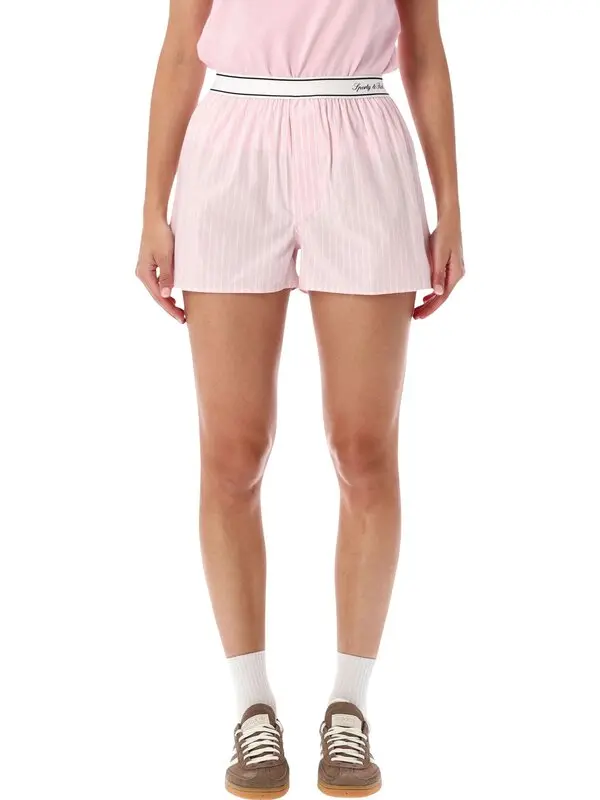Sporty & Rich Striped Cotton Shorts - Pink Stripe