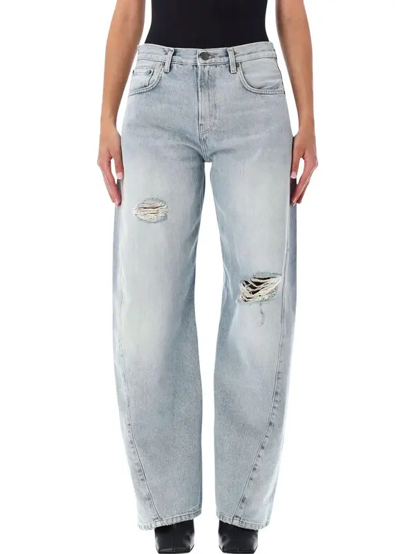HAIKURE Distressed High-rise Wide-leg Jeans - Marfa Blue