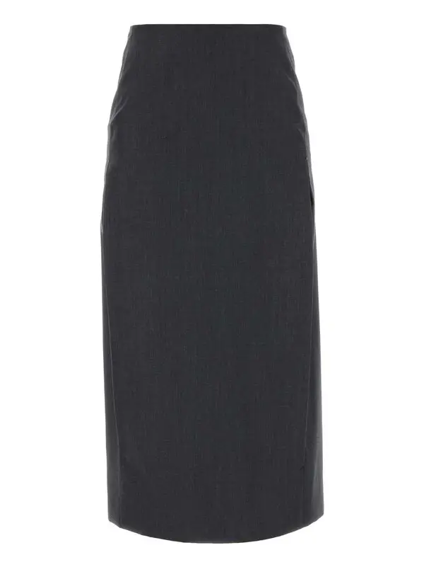 JIL SANDER Dark Wool-blend Mini Skirt With Mohair Texture - Grey
