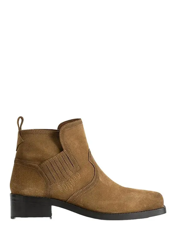 Zadig&Voltaire Igata Suede Western Ankle Boots - Cognac