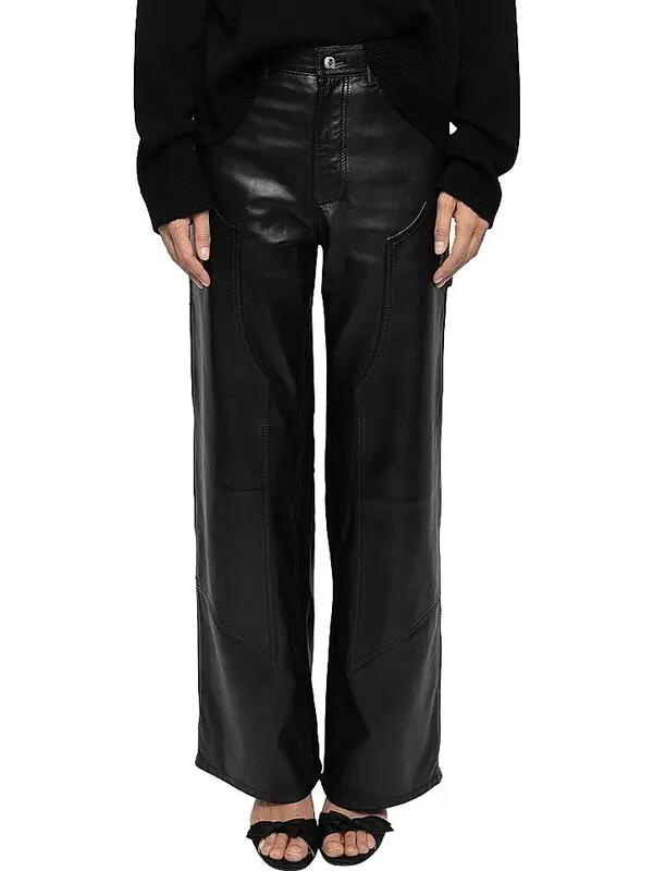Zadig&Voltaire Perya Leather Wide Pants - Black