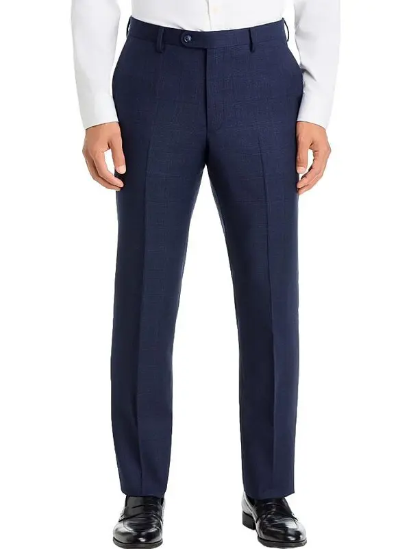 John Varvatos Slim Fit Windowpane Virgin Wool Suit Pants - Navy