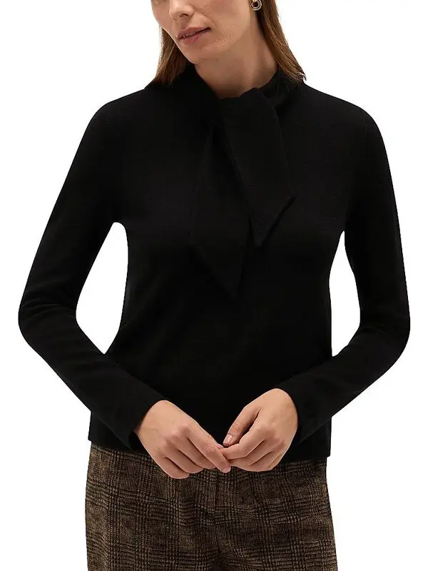 HOBBS LONDON Mabel Wool Tie Neck Sweater - Black