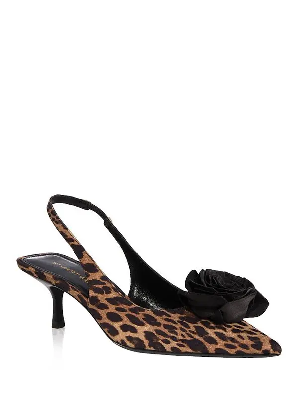STUART WEITZMAN Paloma 50 Slingback Leopard Pumps - Classic/black