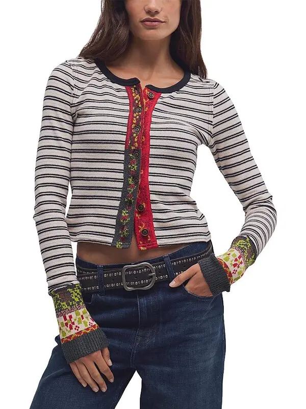 Free People Noa Stretch Cotton Cardigan - Tea Combo