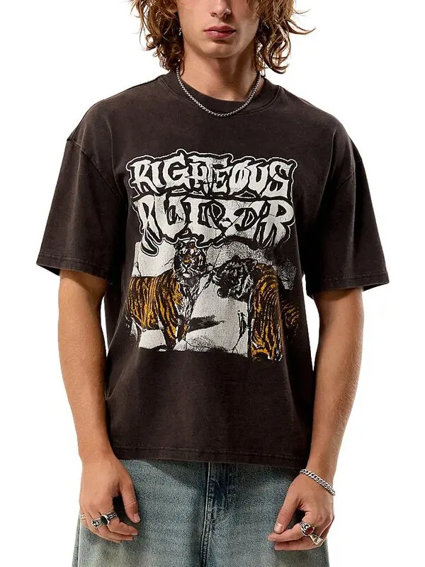 PACSUN Righteous Ruler Cotton Crewneck Graphic T-shirt - Black