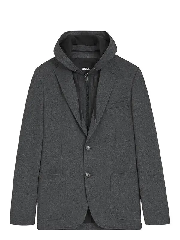 BOSS C-hanry Wool Drawstring Hood Sport Coat - Open Blue