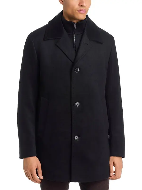 BOSS Clark Wool & Cashmere 3-in-1 Carcoat With Removable Vest - Black