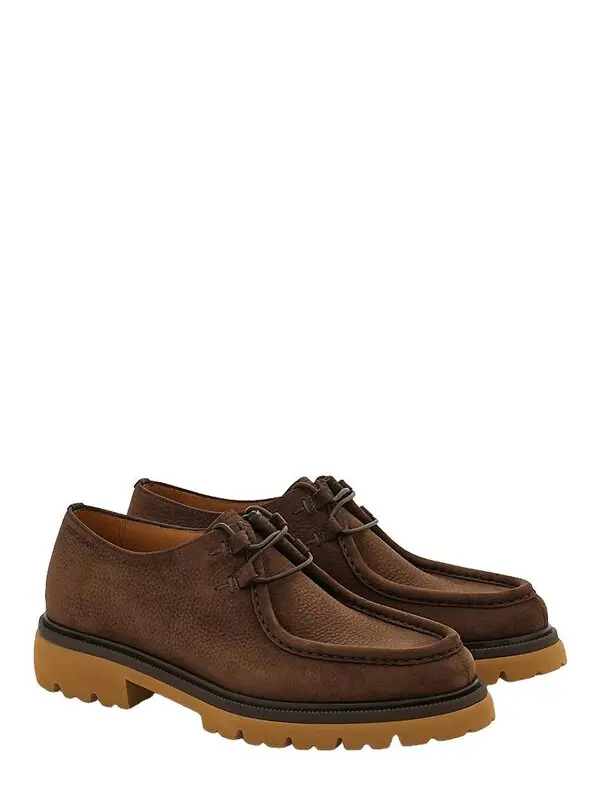 FERRAGAMO Chunky Lace Up Loafers - Bark