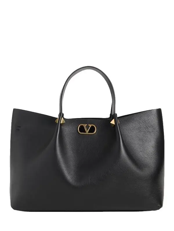 Valentino Garavani Vlogo Large Soft Leather Tote - Black
