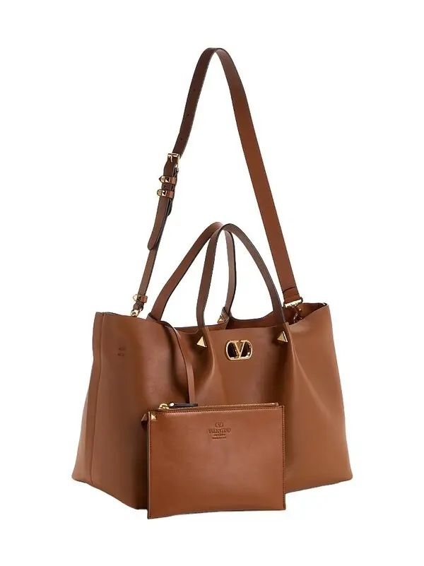 Valentino Garavani Vlogo Large Soft Leather Tote - Light Haze
