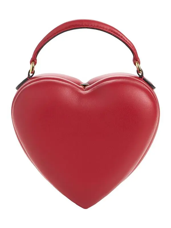 Moschino Heart Leather Top Handle Bag - Red