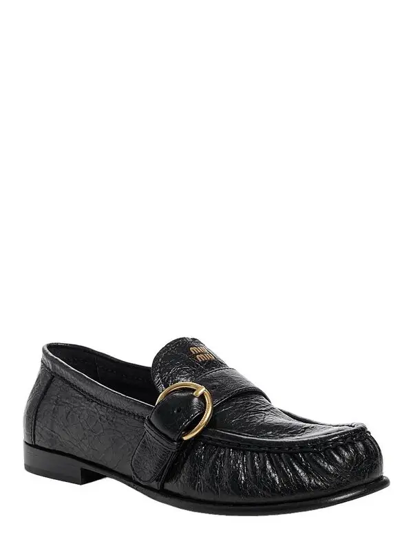 Miu Miu Logo Mocassin Loafers - Nero