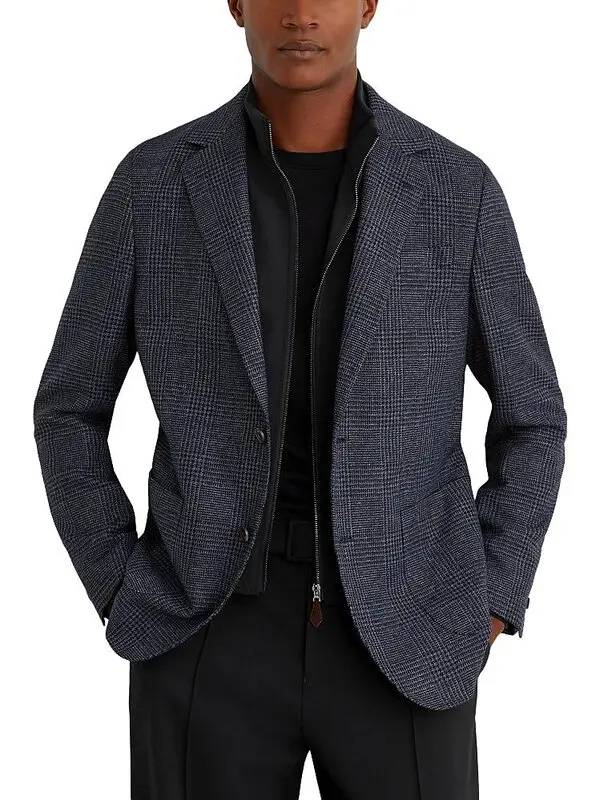 REISS Kyle Tailored Fit Check Blazer - Navy