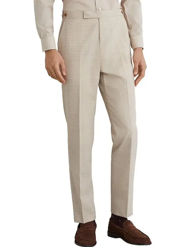 REISS Vita Wool Blend Classic Fit Suit Trousers - Oatmeal