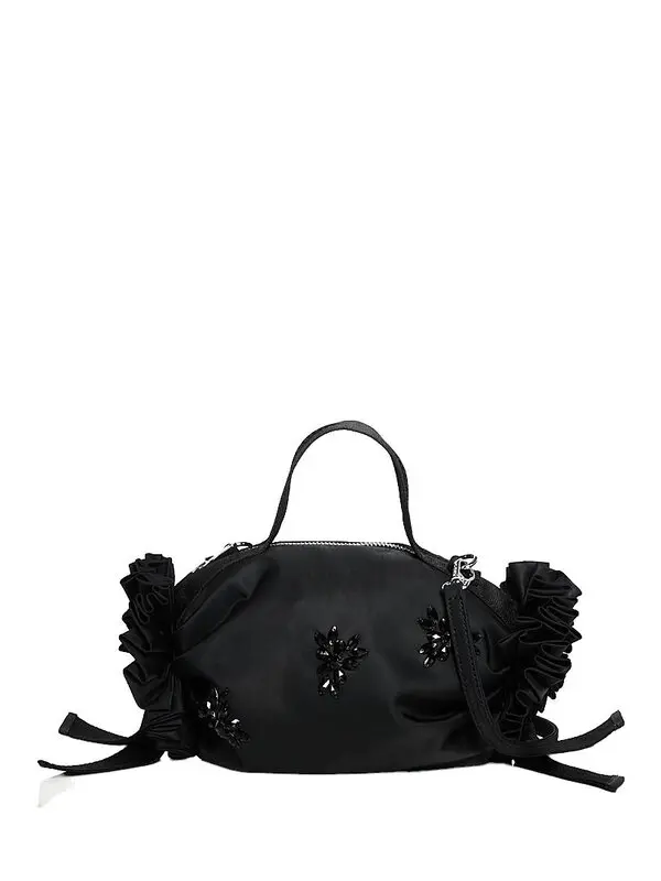 Simone Rocha Mini Rosette Embellished Crossbody Bag - Black/jet