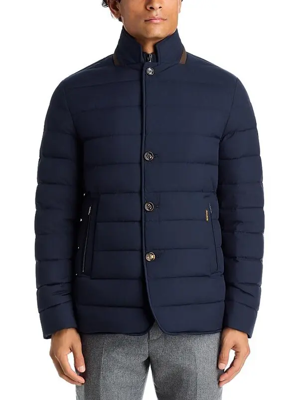 MOORER Sinardi Quilted Removable Bib Insert Jacket - Navy