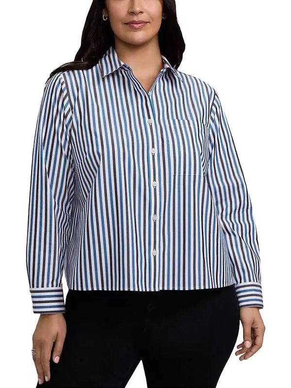 Foxcroft Jodie Cotton Poplin Shirt - Indigo Multi