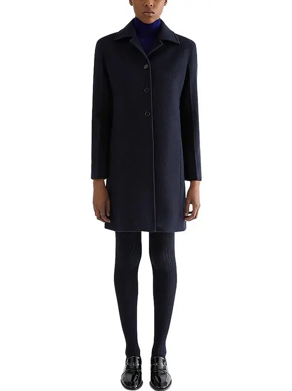 JIL SANDER Tailored Felt Wool Coat - Midnight
