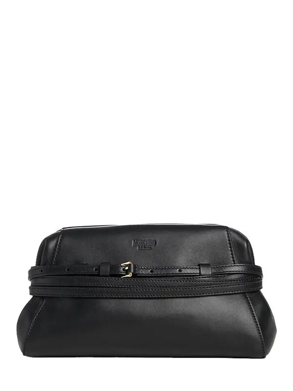 Moschino Tie Me Leather Clutch - Black