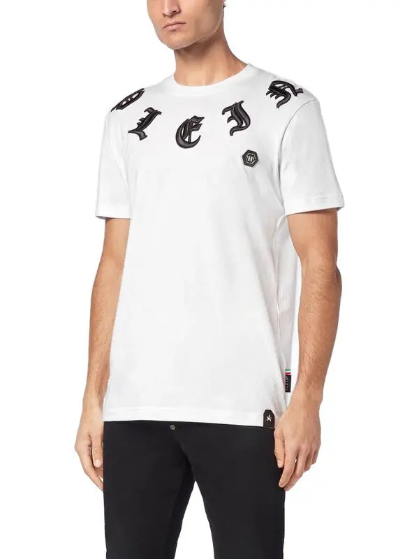 Philipp Plein T-shirt Round Neck Ss Gothic Plein - White