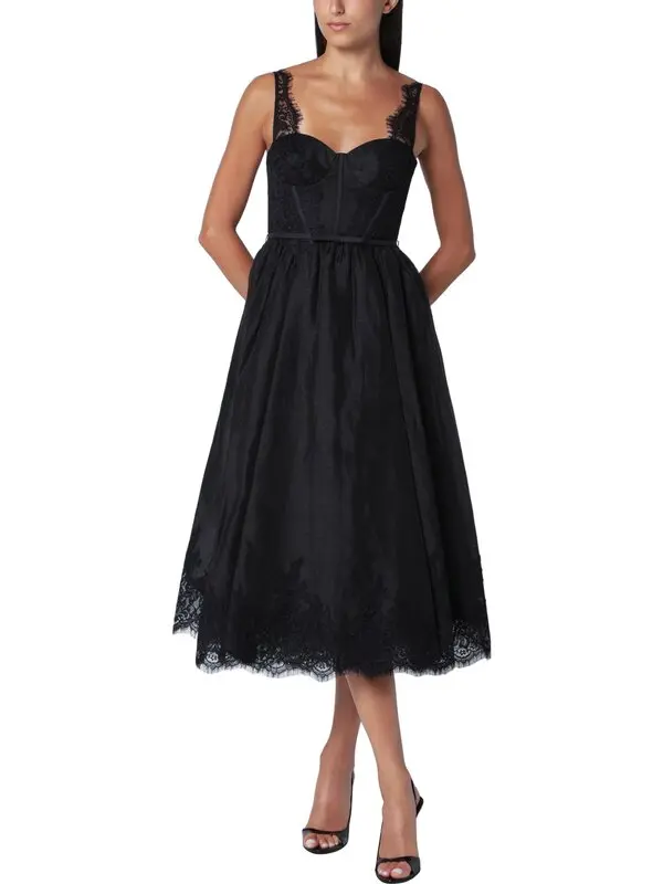 Zimmermann Valiant Silk And Linen Midi Dress - Black