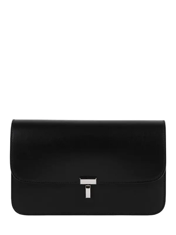 TOTEME Leather Clutch Bag With T-lock Closure - Black