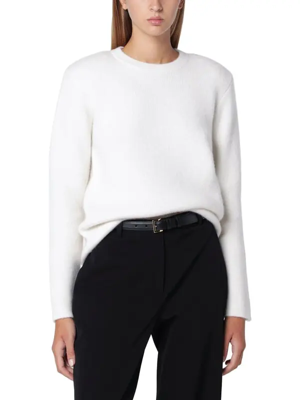 TOTEME Ecru Crew-neck Sweater In Silk And Cashmere Blend - White