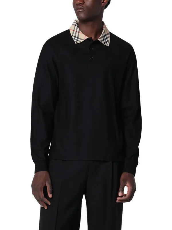 Burberry Long-sleeved Cotton Polo Shirt - Black