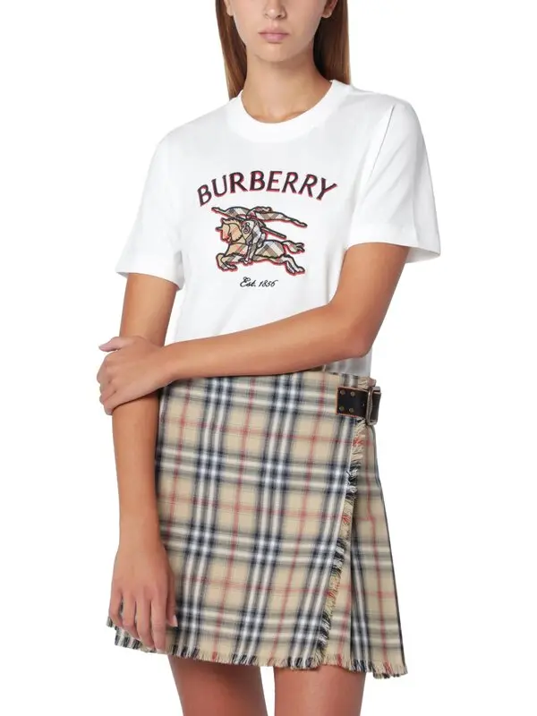 Burberry Cotton Crew-neck T-shirt With Knight Check - White