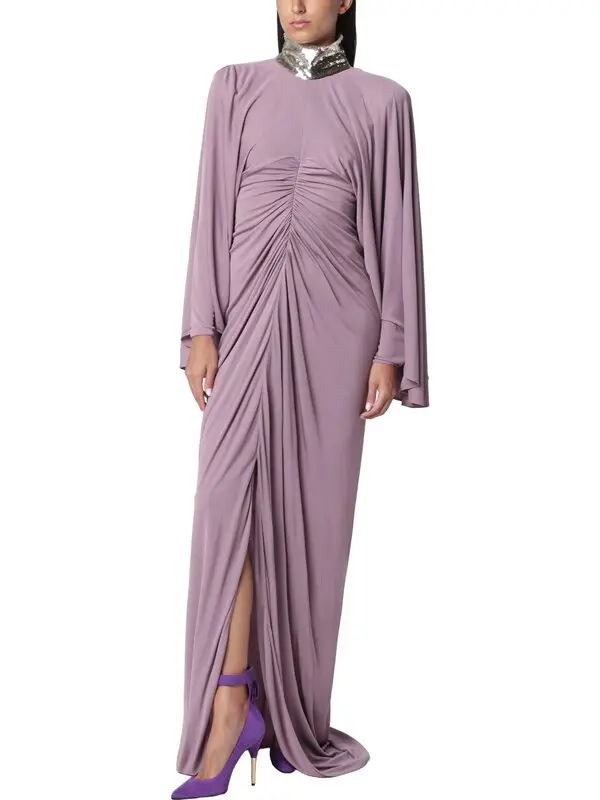 Valentino Garavani Mauve Pink Draped Long Dress - Purple