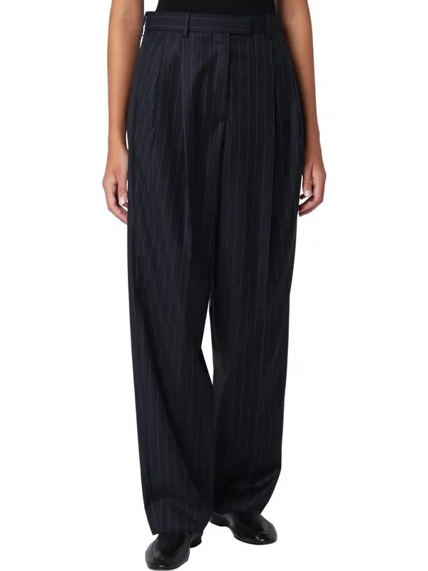 Givenchy Navy Pinstripe Wool Trousers - Blue