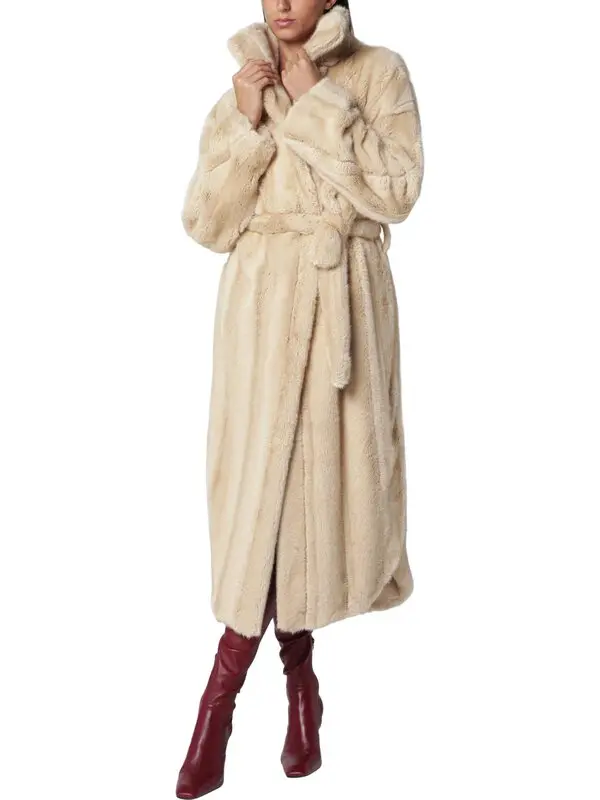 THE FRANKIE SHOP Belted Faux Fur-effect Coat - Beige