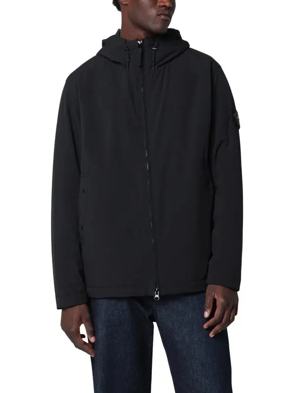 Stone Island Hooded Jacket In Technical Fabric - Black