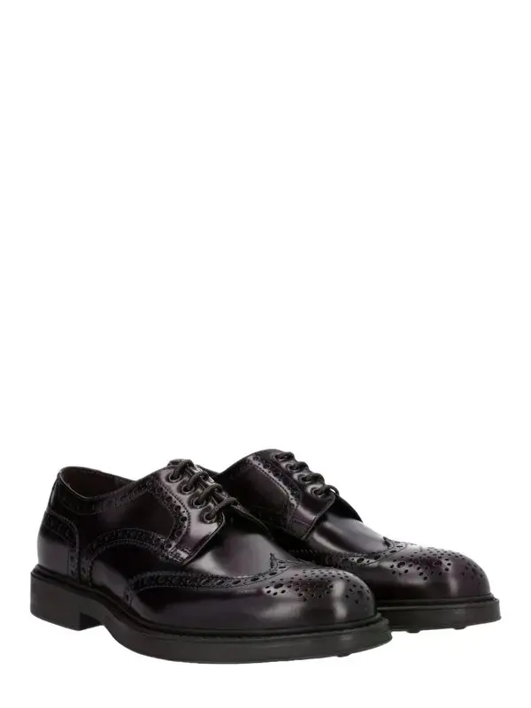 Al Duca D'aosta Polished Brogue Derby Shoes - Red
