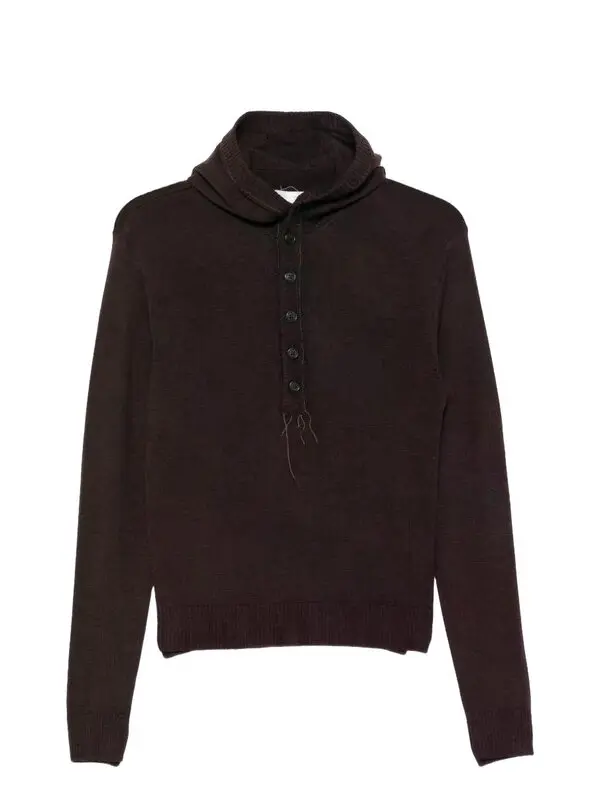 CAMIEL FORTGENS Balacalva Button-up Hoodie - Brown